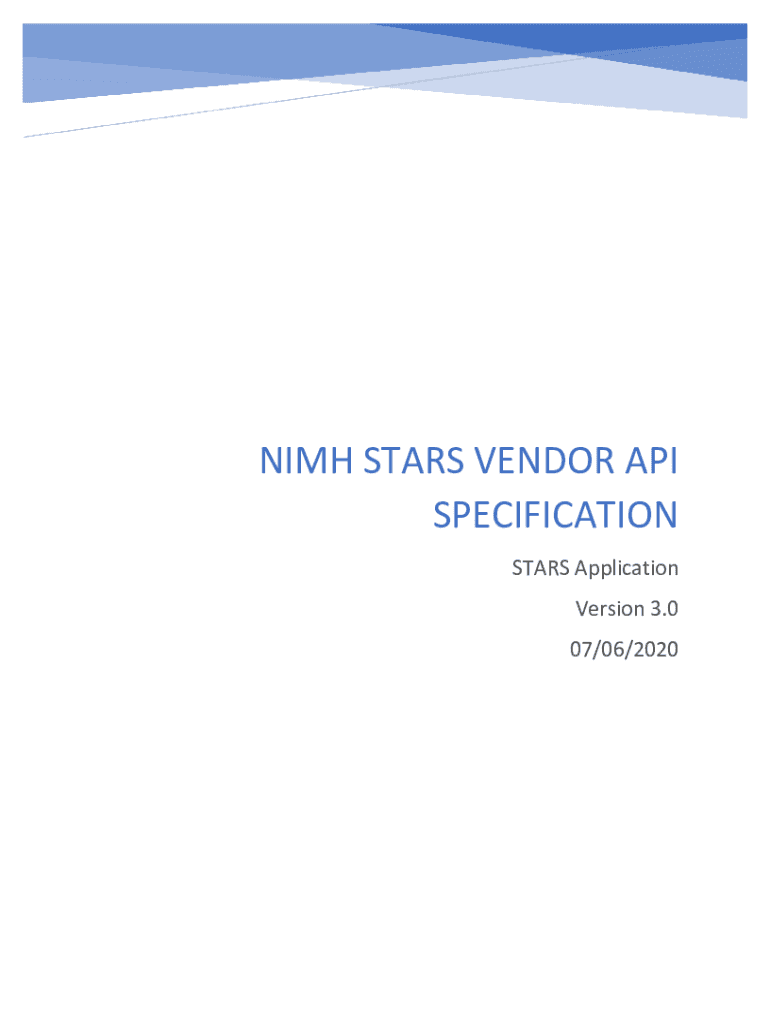 Fillable Online NIMH STARS Vendor API Specification Fax Email Print - pdfFiller