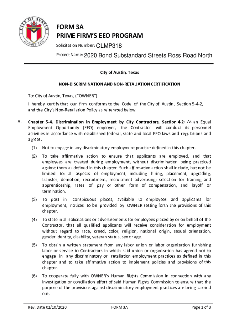 Fillable Online form 3a prime firm's eeo program Fax Email Print ...