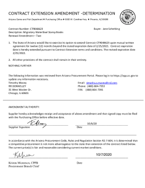 Fillable Online CONTRACT EXTENSION AMENDMENT -DETERMINATION Fax Email Print - pdfFiller