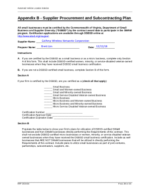 Fillable Online Appendix B - Supplier Procurement and Subcontracting ...