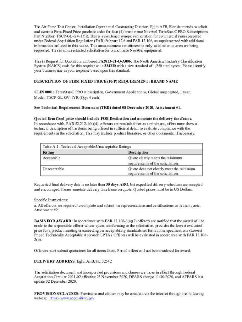 Fillable Online This is a combined synopsis/solicitation for commercial ...