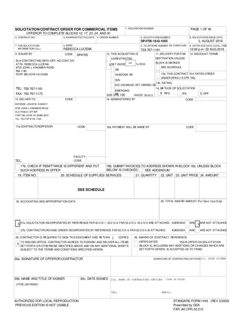Fillable Online X SEE SCHEDULE SOLICITATION/CONTRACT/ORDER ... Fax ...