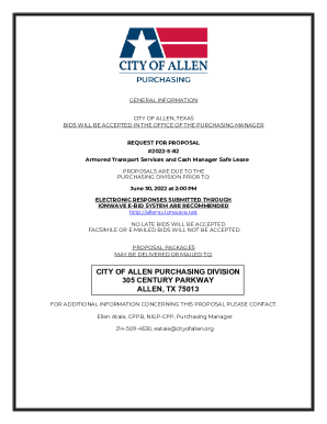 Fillable Online GENERAL INFORMATION CITY OF ALLEN, TEXAS BIDS ... Fax ...