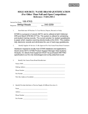 Fillable Online SOLE SOURCE / NAME BRAND JUSTIFICATION FORM Fax Email Print - pdfFiller
