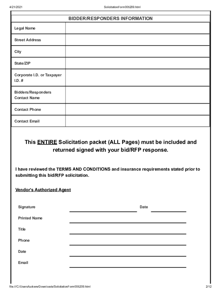 Fillable Online SOLICITATION FORM CONTACT INFORMATION Fax Email Print ...