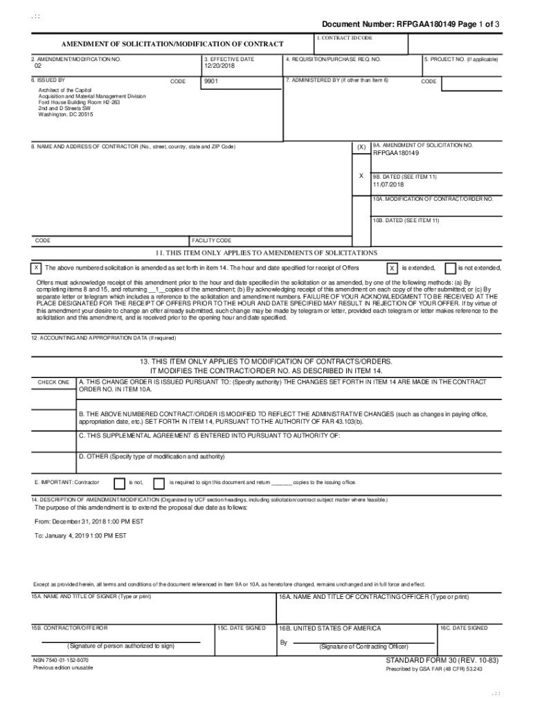 Fillable Online Document Number: RFPGAA180149 Page 1 of 3 Fax Email Print - pdfFiller