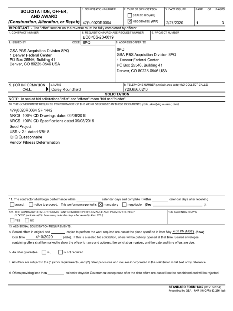 Fillable Online R8 MACC IDIQ Solicitation Notice ID: 47PJ0020R0064 RFI ...
