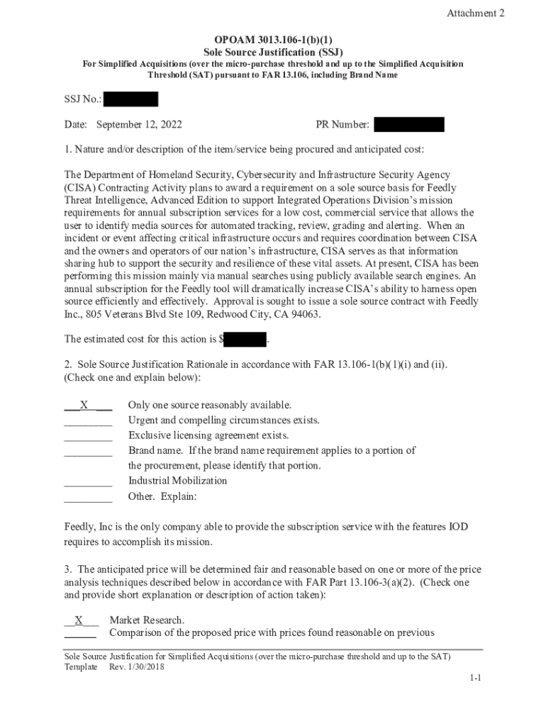 Fillable Online sole source justification for simplified acquisitions ...