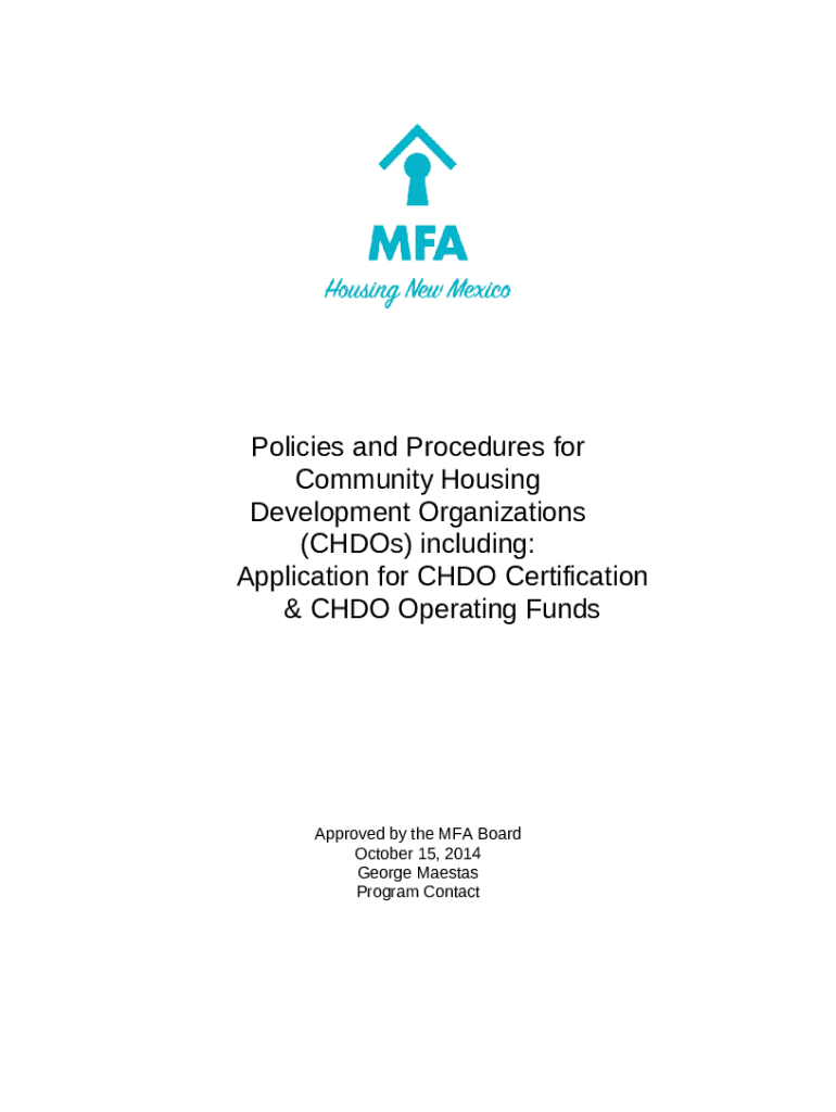 Policies and Procedures for CHDO Programs: Doc Template | pdfFiller