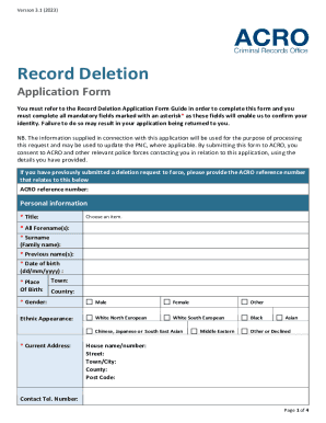 Fillable Online Record Deletion Application Form Guide Fax Email Print ...