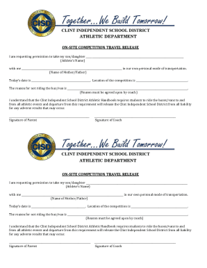 Fillable Online PARENT/GUARDIAN TRANSPORTATION RELEASE FORM Fax Email ...