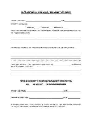 Fillable Online PROBATIONARY WARNING / TERMINATION FORM Fax Email Print ...