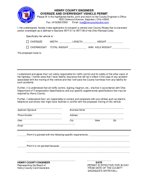 Fillable Online oversize and overweight vehicle permit Fax Email Print ...