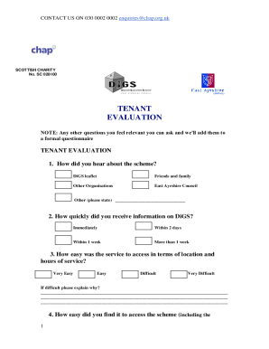 Fillable Online DiGS Tenant Evaluation Form Fax Email Print - pdfFiller