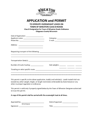Fillable Online Overweight APPLICATION and PERMIT Fax Email Print ...
