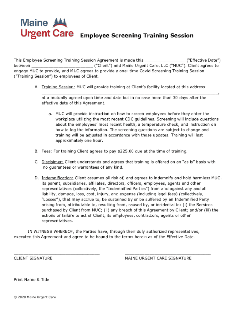 Fillable Online Employee Screening Training Session Fax Email Print ...