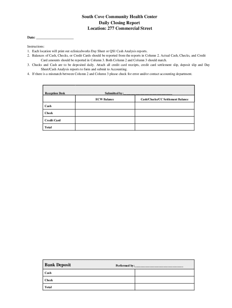 Fillable Online Daily-Closing-Report-277-Commercial. ... Fax Email ...