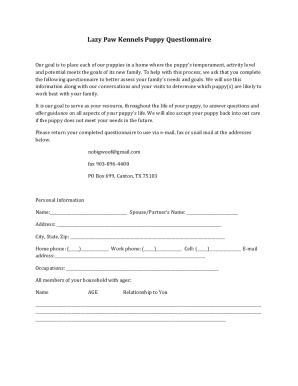 Fillable Online Puppy Temperament Tests: A Tool to Help with Placement ...