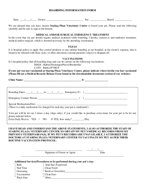 Fillable Online BOARDING INFORMATION FORM Fax Email Print - pdfFiller