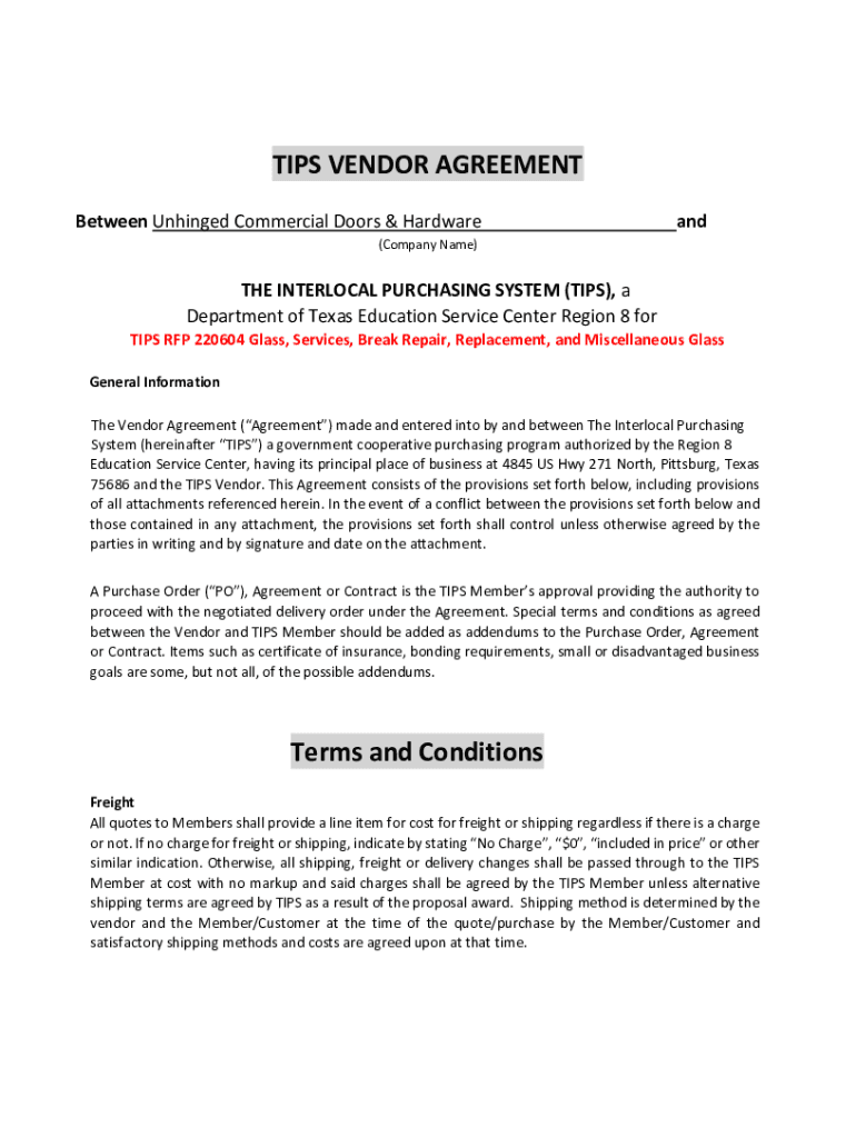 Fillable Online 220604 Vendor Agreement Fax Email Print - pdfFiller