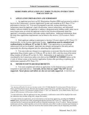 Fillable Online SHORT-FORM APPLICATION (FCC FORM 175) FILING ... Fax ...