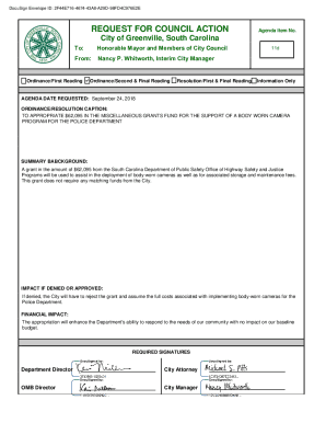 Fillable Online TO APPROPRIATE $62,095 IN THE MISCELLANEOUS GRANTS FUND ...