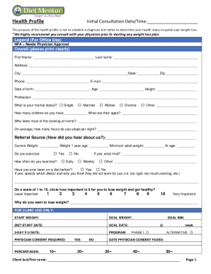 Fillable Online A Health Screening Leads to Profile Fax Email Print ...