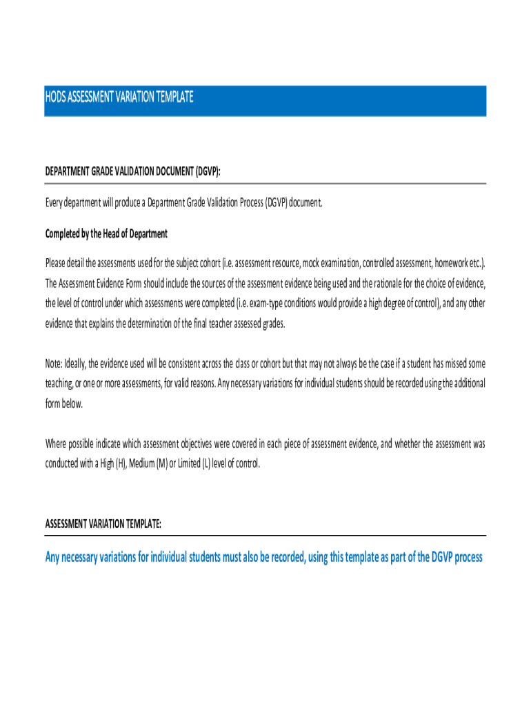 Fillable Online Assessment Variation Record Template Fax Email Print ...