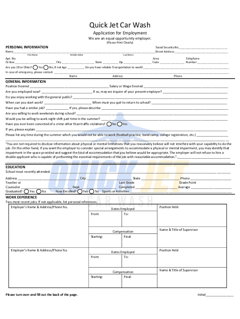 Fillable Online Fleet - Quick Jet Car Wash - Fast, Convenient, and Easy ...