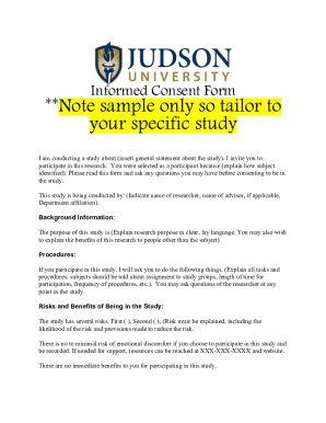 Fillable Online Informed Consent Form **Note sample only so tailor to ...