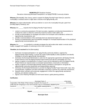 Fillable Online Municipal Sample Resolution to Participate in Project ...