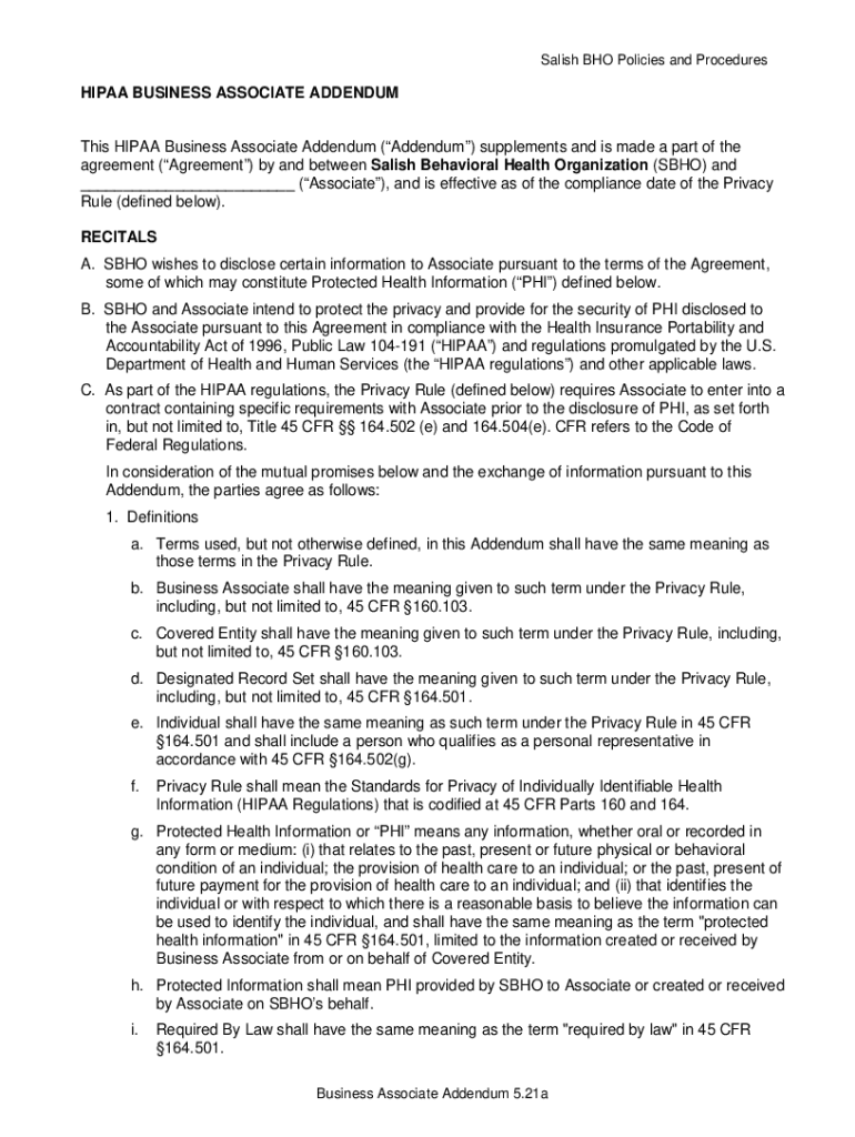 Fillable Online HIPAA ADDENDUM TO SERVICE AGREEMENT Fax Email Print ...