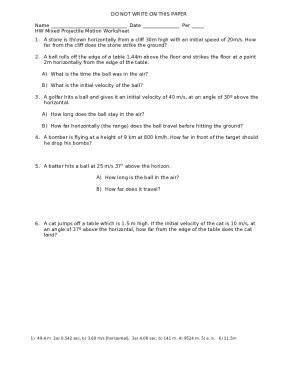 Solved Horizontal Projectile Motion Worksheet. 1. A stone is Doc ...