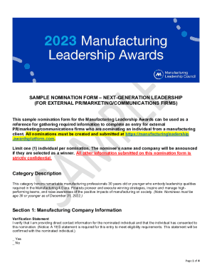 Fillable Online sample nomination formnext-generation leadership Fax ...