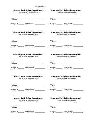 Fillable Online Hanover Park Police Department Pedestrian Stop Receipt ...