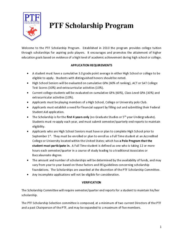 Fillable Online PTF Scholarship Program Fax Email Print - pdfFiller