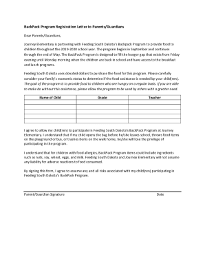 Fillable Online FSD BackPack Program Registration Form for Parents (3)1 ...