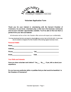 Fillable Online Volunteer opportunities form Fax Email Print - pdfFiller