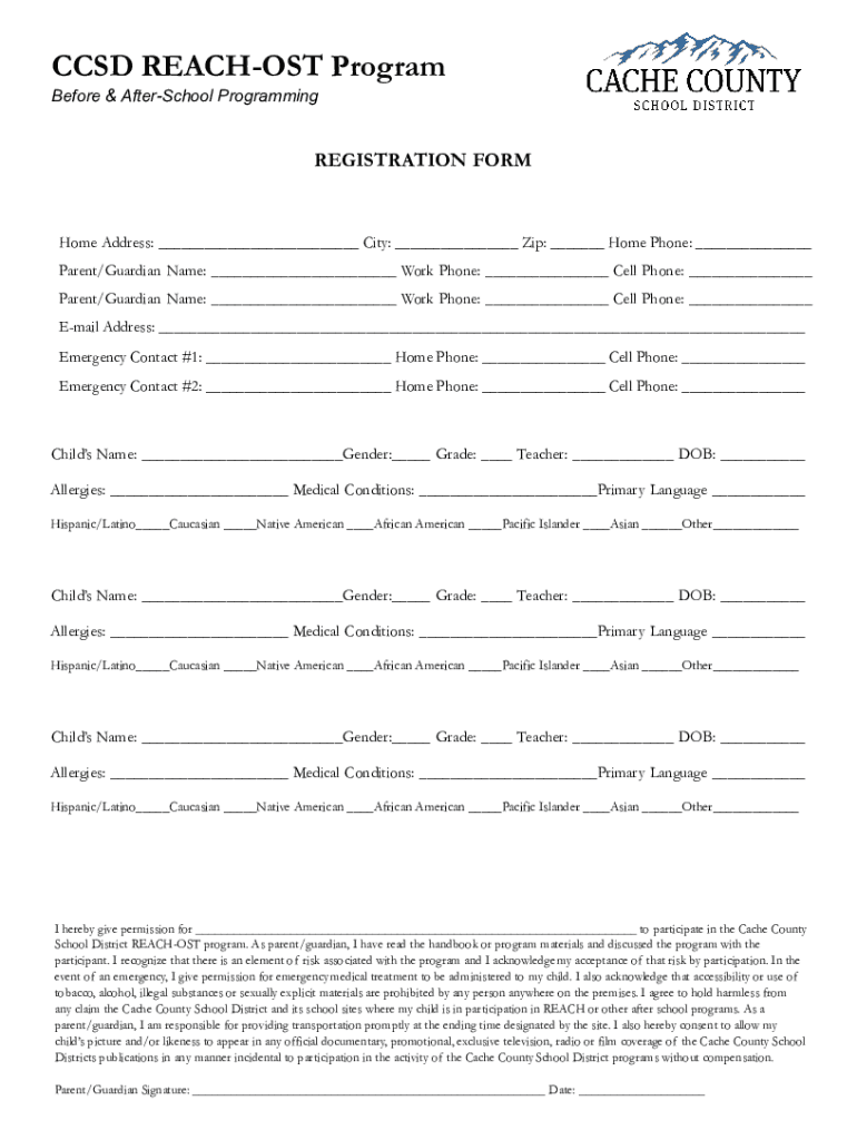 Fillable Online Official REACH-OST Registration Form Fax Email Print ...
