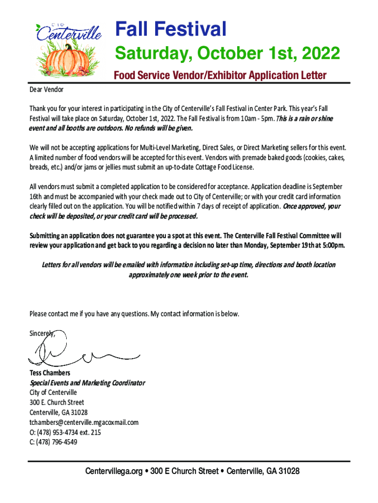 Fillable Online Snellville Fall Festival Food Service Vendor ...