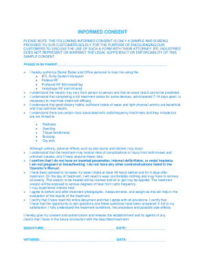 Fillable Online PLEASE NOTE: THE FOLLOWING INFORMED CONSENT IS ONLY A SAMPLE AND IS BEING Fax ...