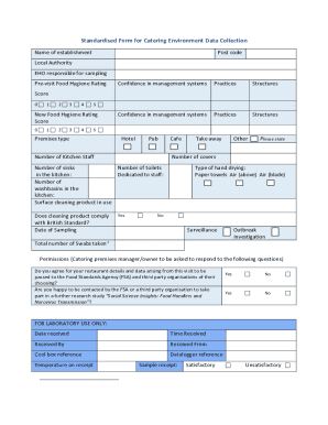 Fillable Online Standardised Form for Catering Environment Data ...
