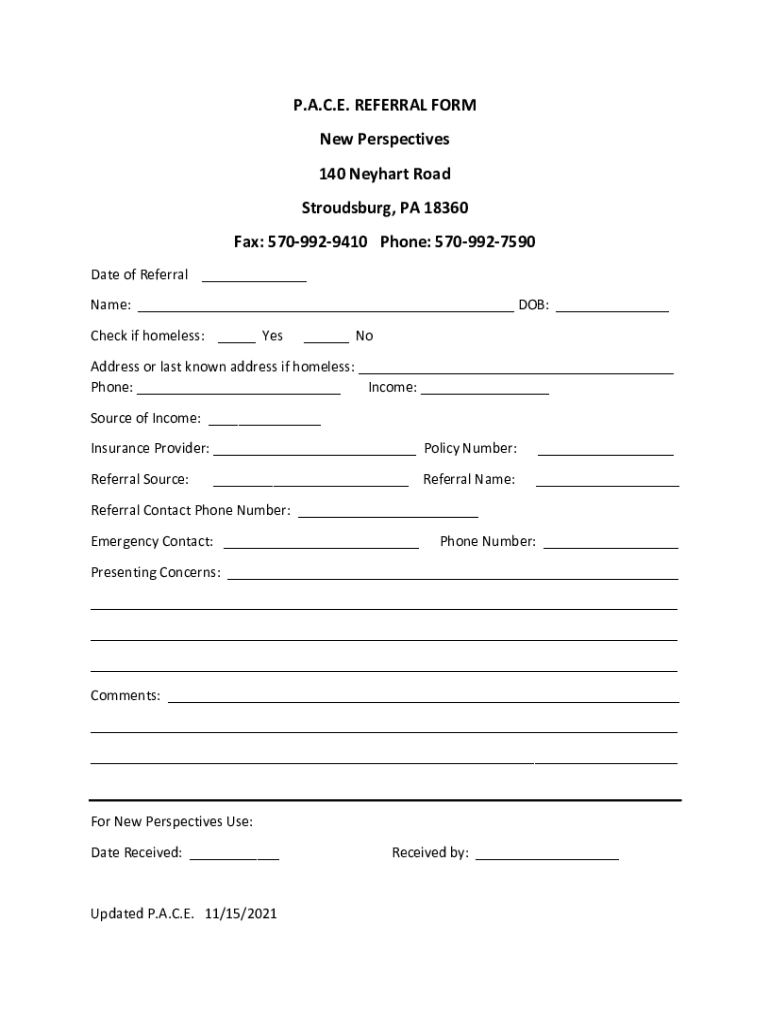 Fillable Online pace referral form Fax Email Print - pdfFiller