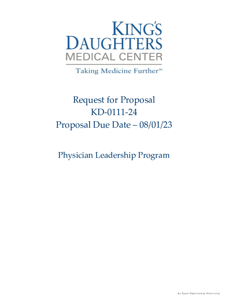 Fillable Online Request for Proposal KD-0111-24 Proposal Due Date 08/01/23 Fax Email Print ...