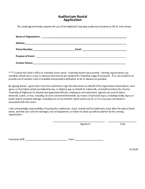 Fillable Online Auditorium Rental Application Fax Email Print - pdfFiller