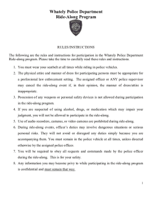 Fillable Online Olympia Police Department - Ride-Along Program Fax ...