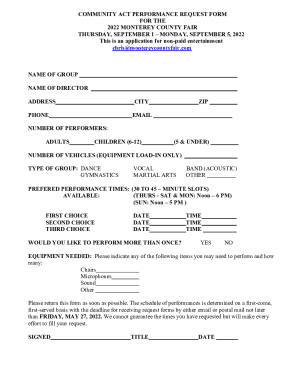 Fillable Online community act performance request form Fax Email Print ...