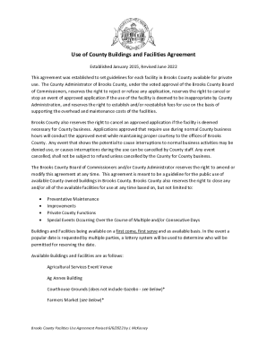 Fillable Online Use of County Buildings and Facilities Agreement Fax ...