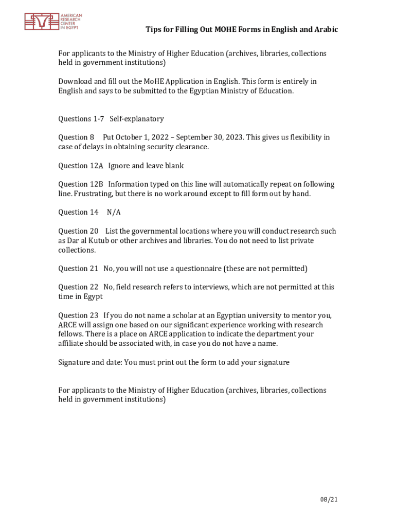 Fillable Online Tips for Filling out the MOHE English Security Form Fax Email Print - pdfFiller