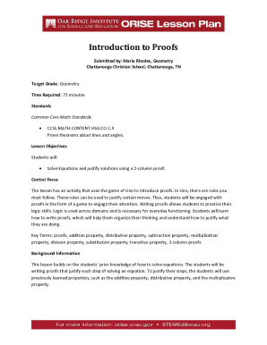 Fillable Online orise orau ORISE Lesson Plan: Introduction to Proofs ...
